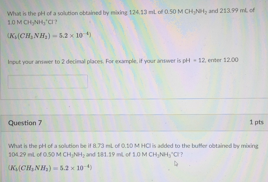 Solved What is the pH of a solution obtained by mixing | Chegg.com