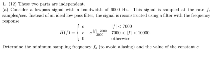 Solved 1. (12) These two parts are independent. (a) Consider | Chegg.com