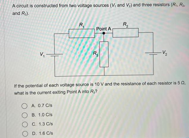 Solved A circuit is constructed from two voltage sources (V1 | Chegg.com