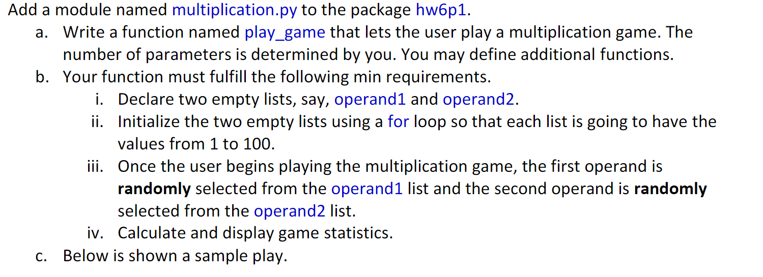 Solved Add a module named multiplication.py to the package | Chegg.com