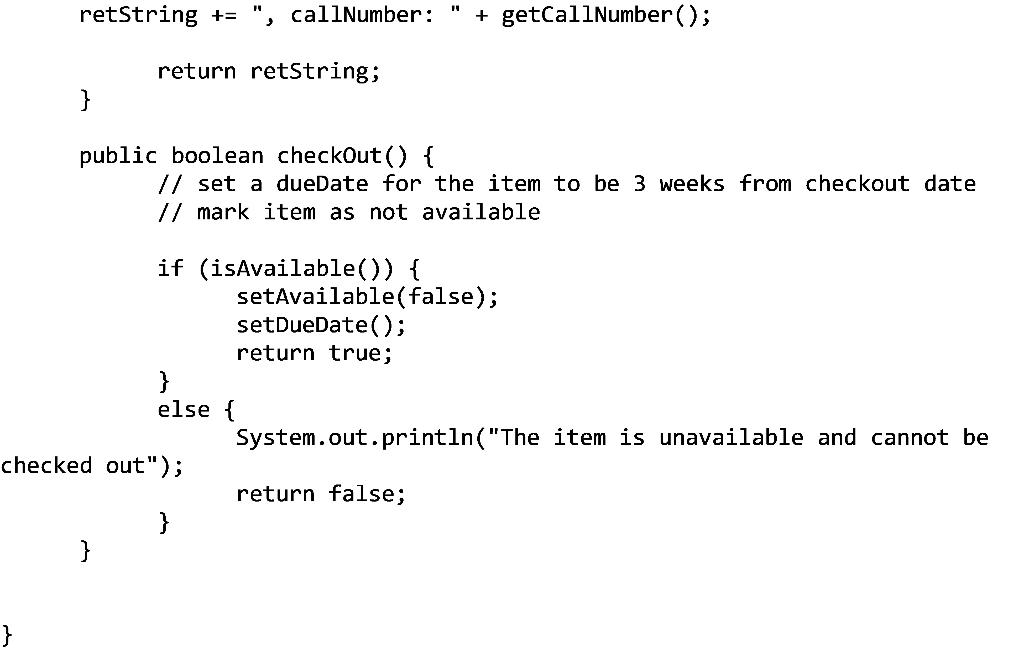 Solved In Java Please: Complete the LibraryItem | Chegg.com