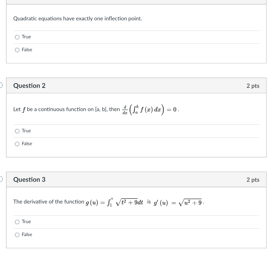 Solved Quadratic equations have exactly one inflection | Chegg.com