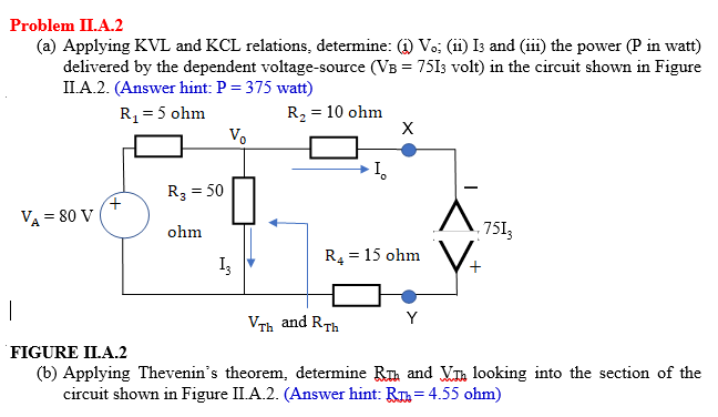 Solved PART A Problem II.A.1 (a) Applying KVL and KCL | Chegg.com