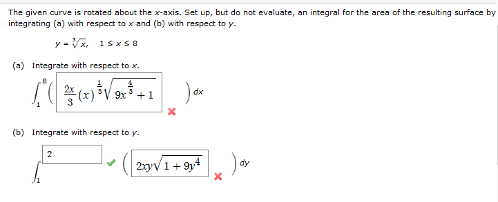 Solved The given curve is rotated about the x-axis. Set up, | Chegg.com
