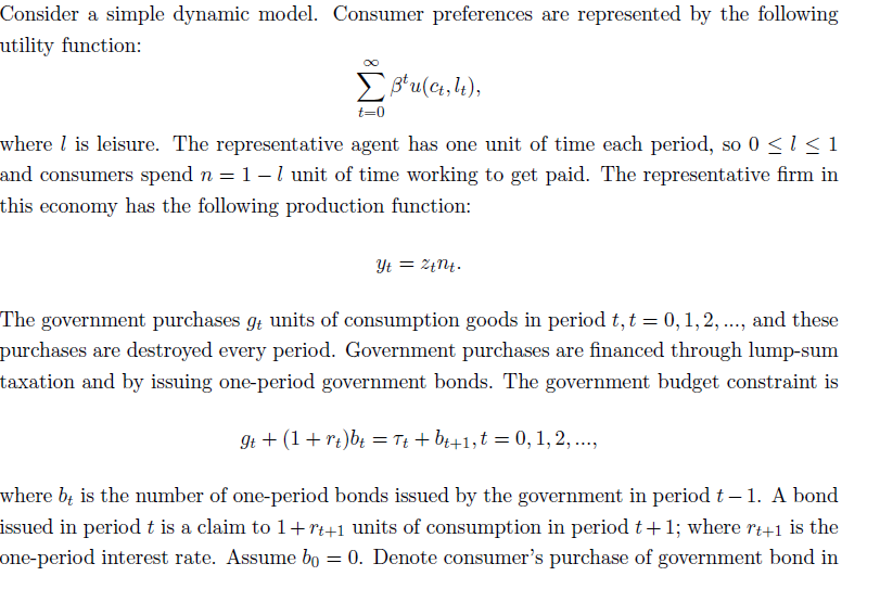Consider a simple dynamic model. Consumer preferences | Chegg.com