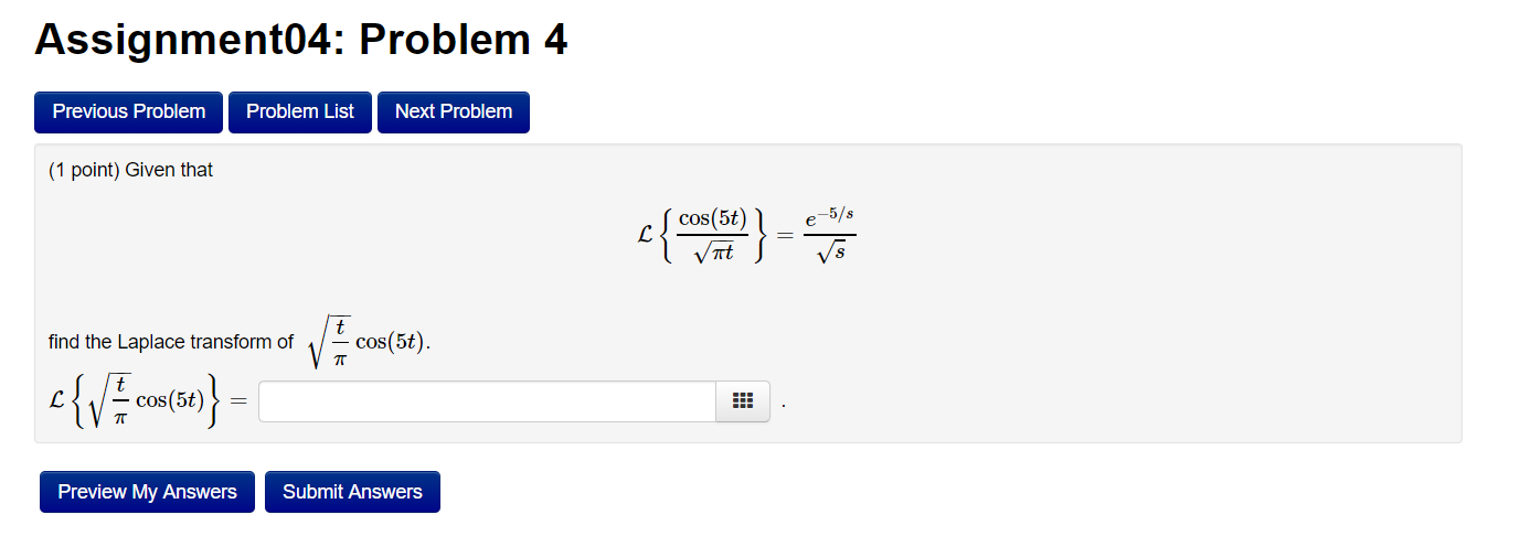 Solved Assignment04 Problem 4 Previous Problem Problem List