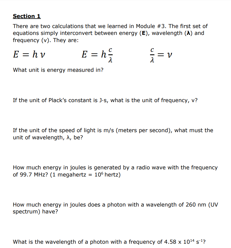Solved Section 1There are two calculations that we learned | Chegg.com