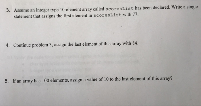 Solved 3 Assume An Integer Type 10 Element Array Called