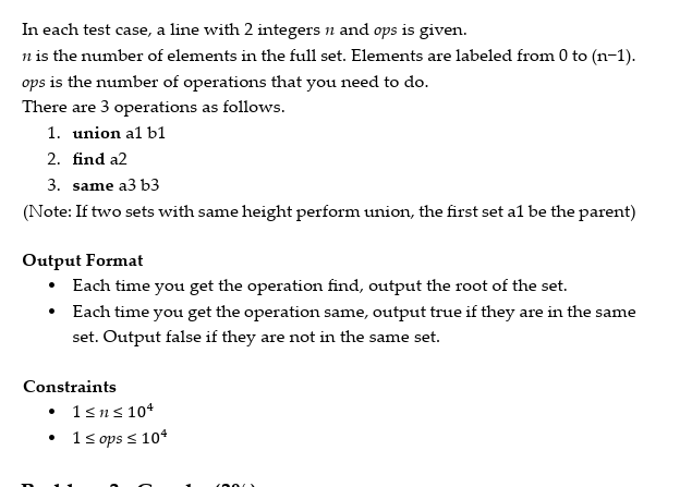 Solved Problem 2 Disjoint Sets 2 Write A C Function 