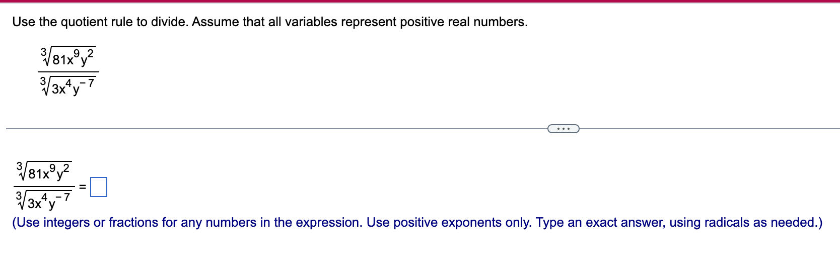Solved Use the quotient rule to divide. Assume that all | Chegg.com