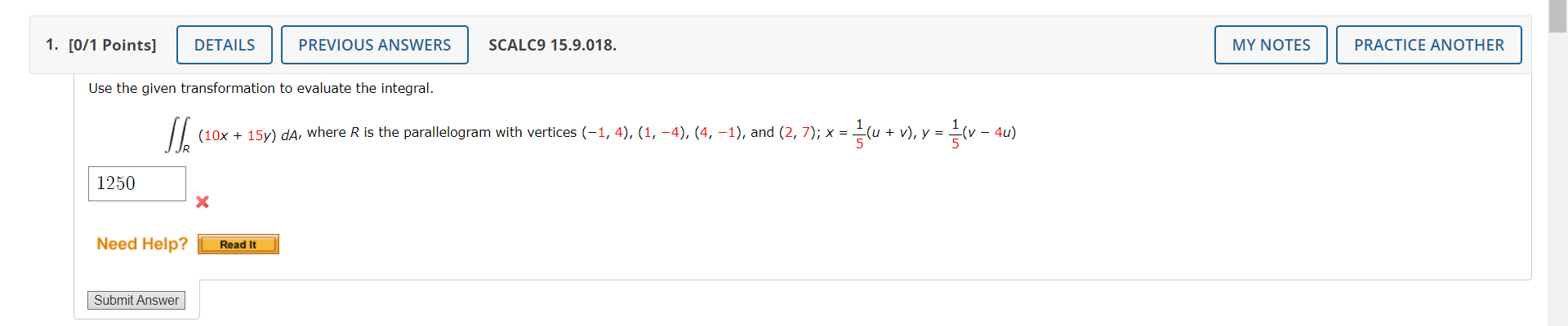 Solved Use the given transformation to evaluate the | Chegg.com