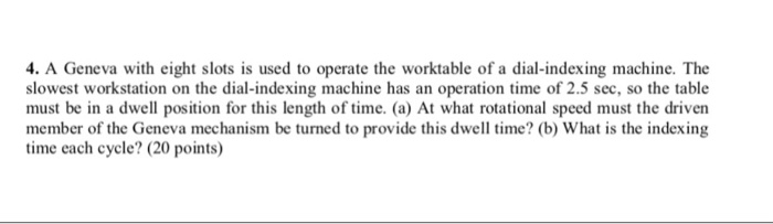 Solved 4. A Geneva with eight slots is used to operate the | Chegg.com
