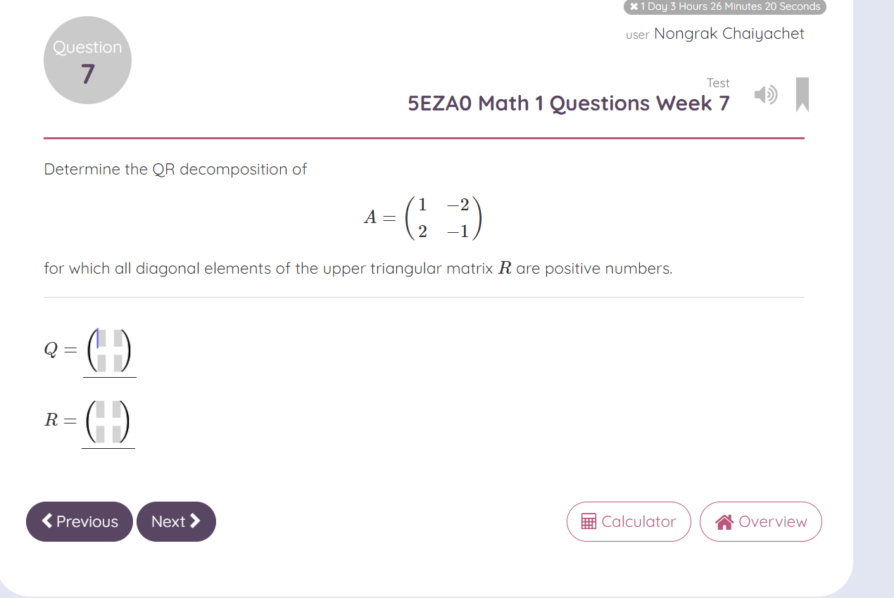 Solved Determine the QR ﻿decomposition | Chegg.com