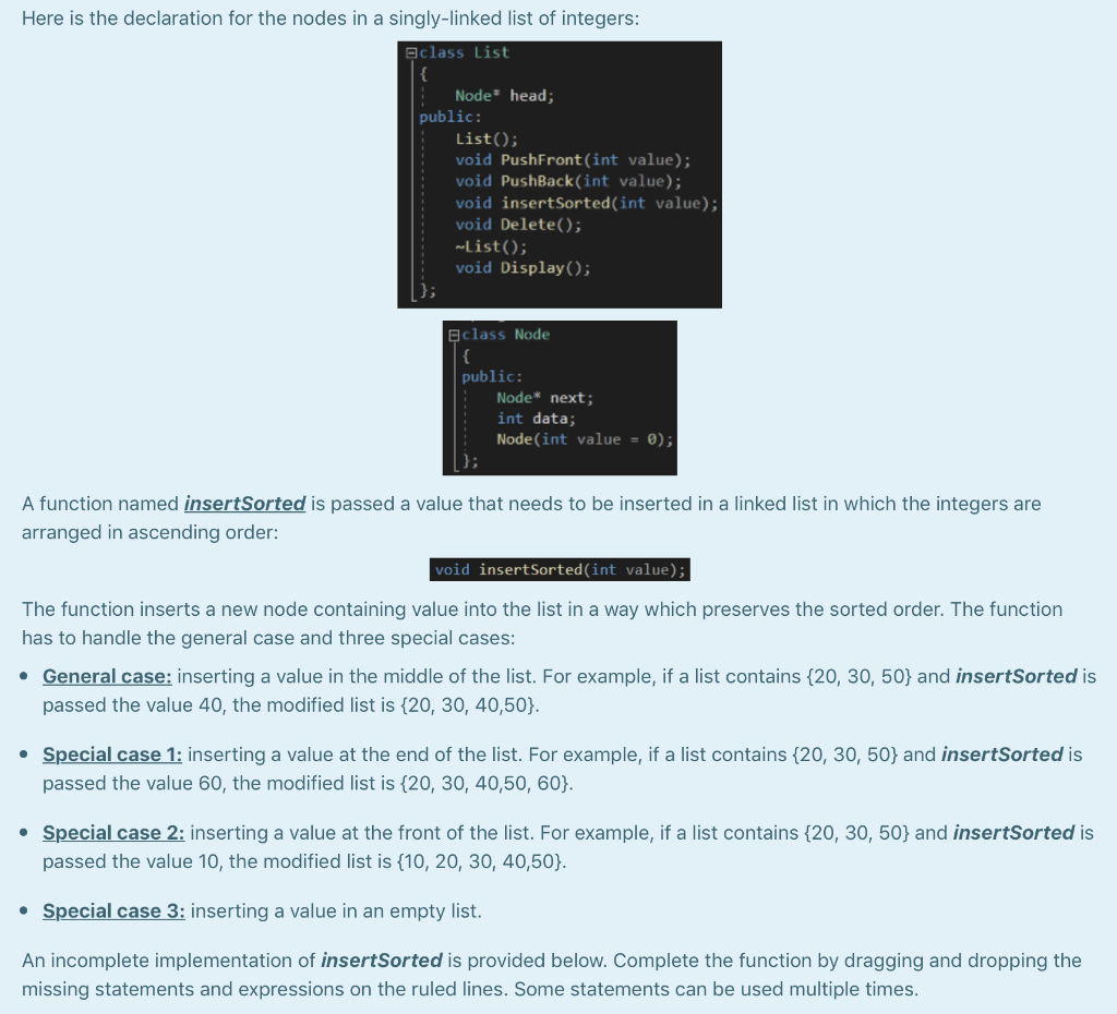 Solved Given the following class definition, write an | Chegg.com