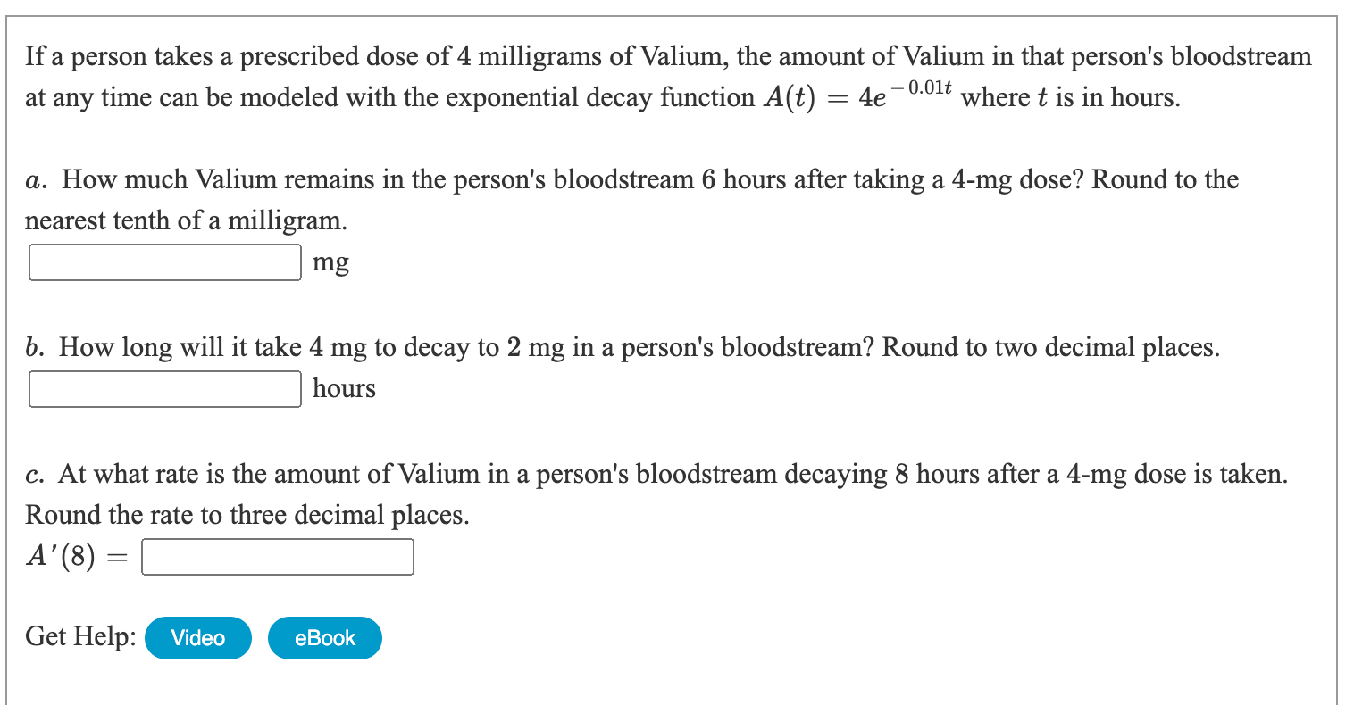 Solved If a person takes a prescribed dose of 4 milligrams | Chegg.com