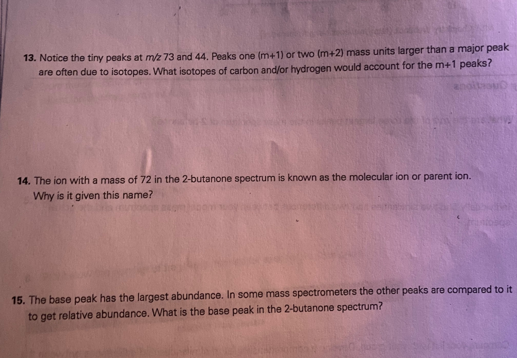 Solved UU Figure 1 Actual Mass Spectrum of 2-butanone (Used | Chegg.com