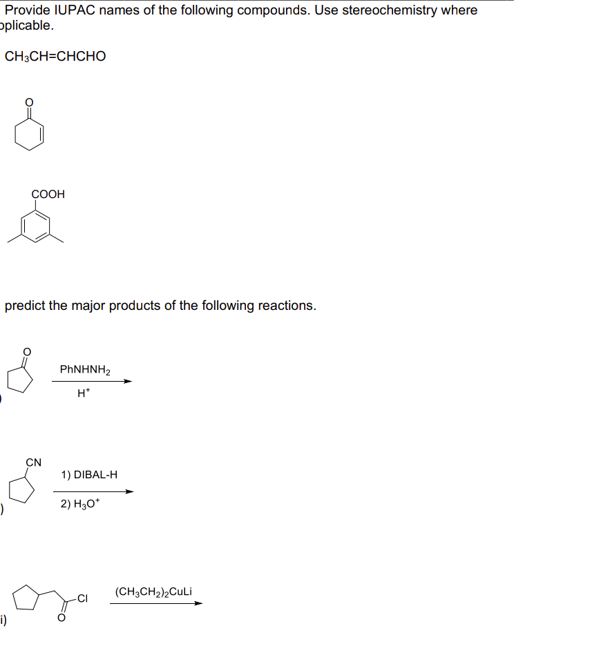 Solved Provide IUPAC names of the following compounds. Use | Chegg.com
