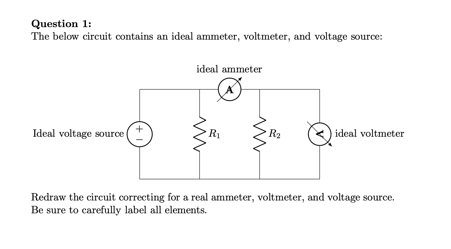 Solved Question 1: The below circuit contains an ideal | Chegg.com