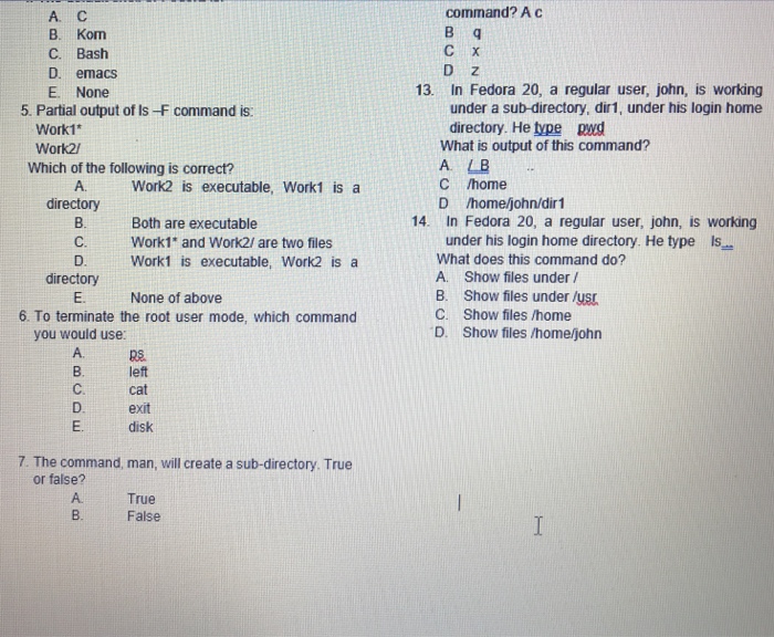 Solved Part Il Linux problems Multiple choice is the current | Chegg.com