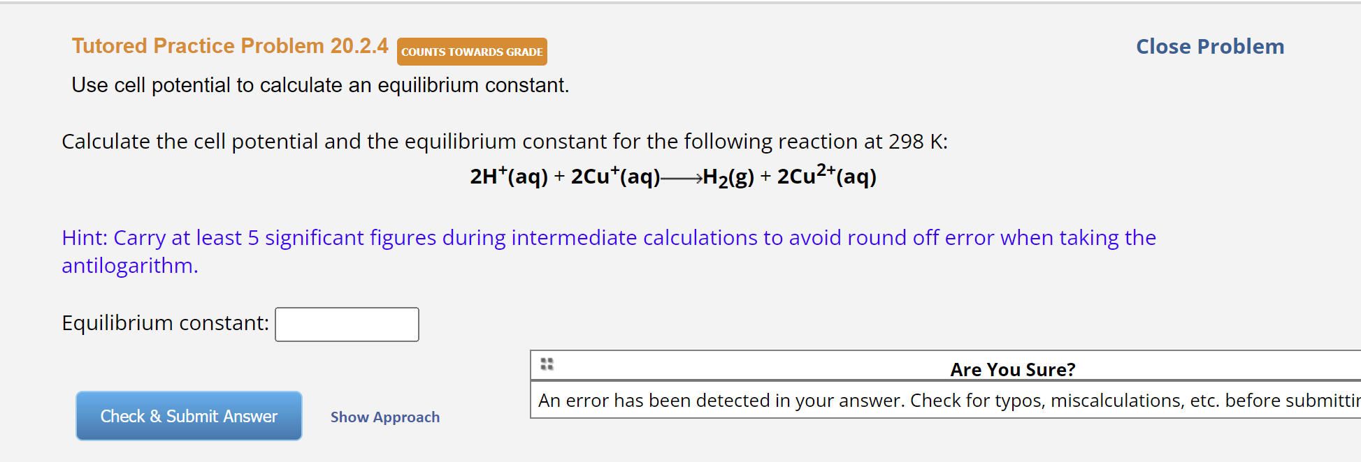 Calculate The Cell Potential And The Equilibrium