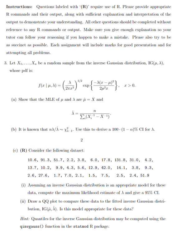 Solved Instructions: Questions labeled with (R)' require use | Chegg.com