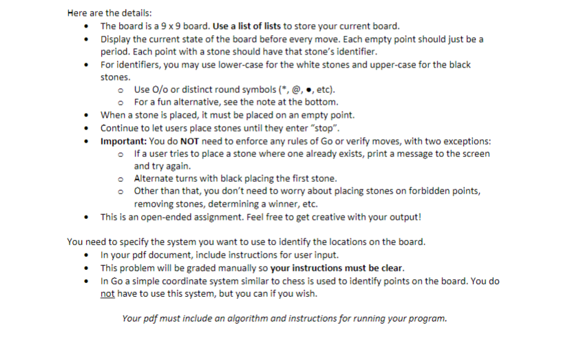 Solved Here are the details: - The board is a 9×9 board. Use | Chegg.com