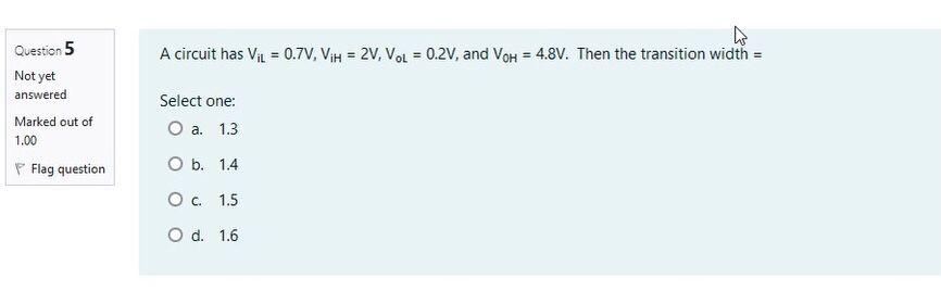 Solved A circuit has ViL=0.7 V, ViH=2 V, VoL=0.2 V, and | Chegg.com