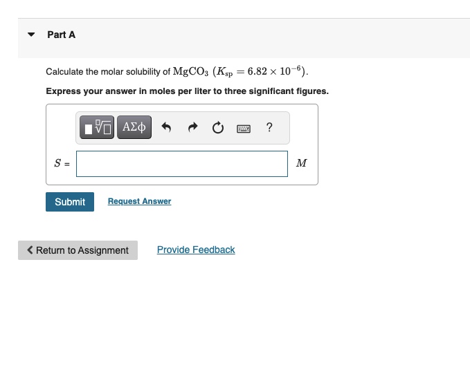 Solved Part ACalculate the molar solubility of | Chegg.com