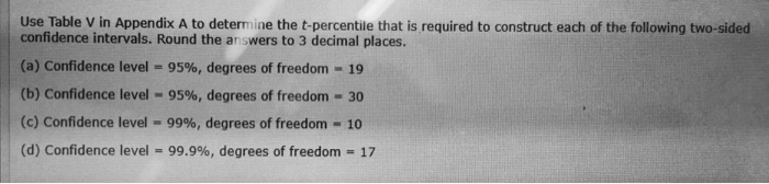 Solved Use Table V in Appendix A to determine the | Chegg.com