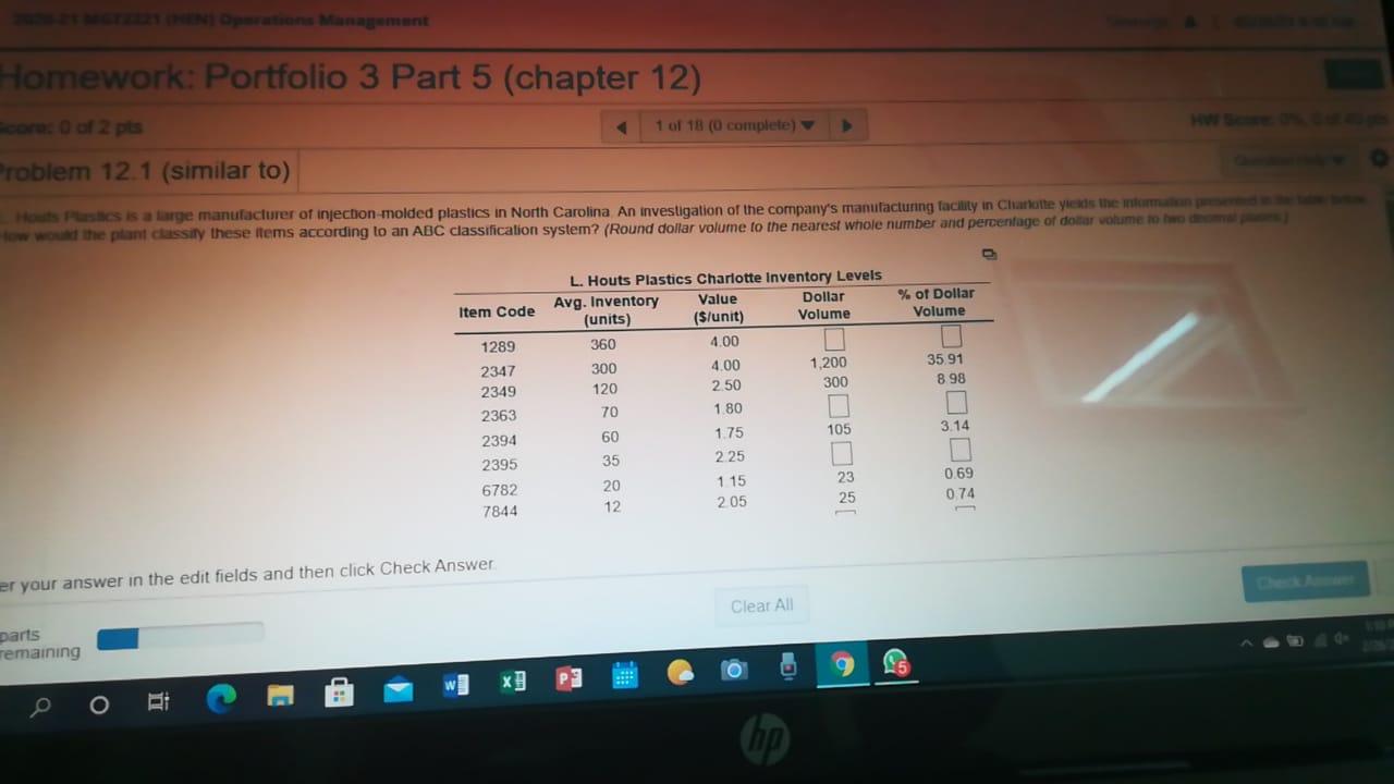 Solved Homework: Portfolio 3 Part 5 (chapter 12) core 0 of 2 | Chegg.com