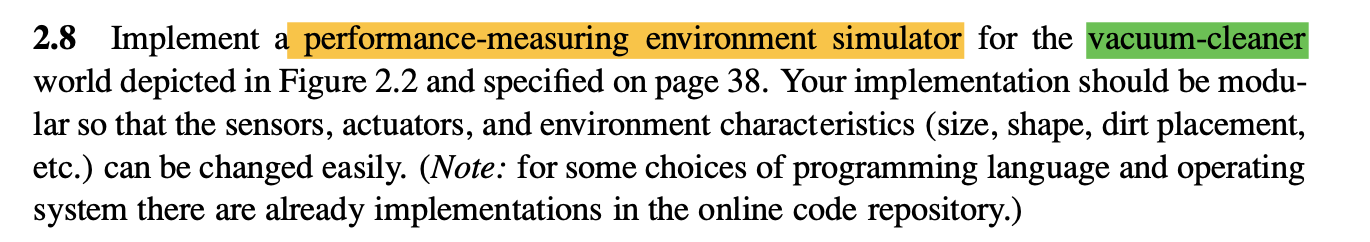 Solved 2.8 Implement a performance-measuring environment | Chegg.com