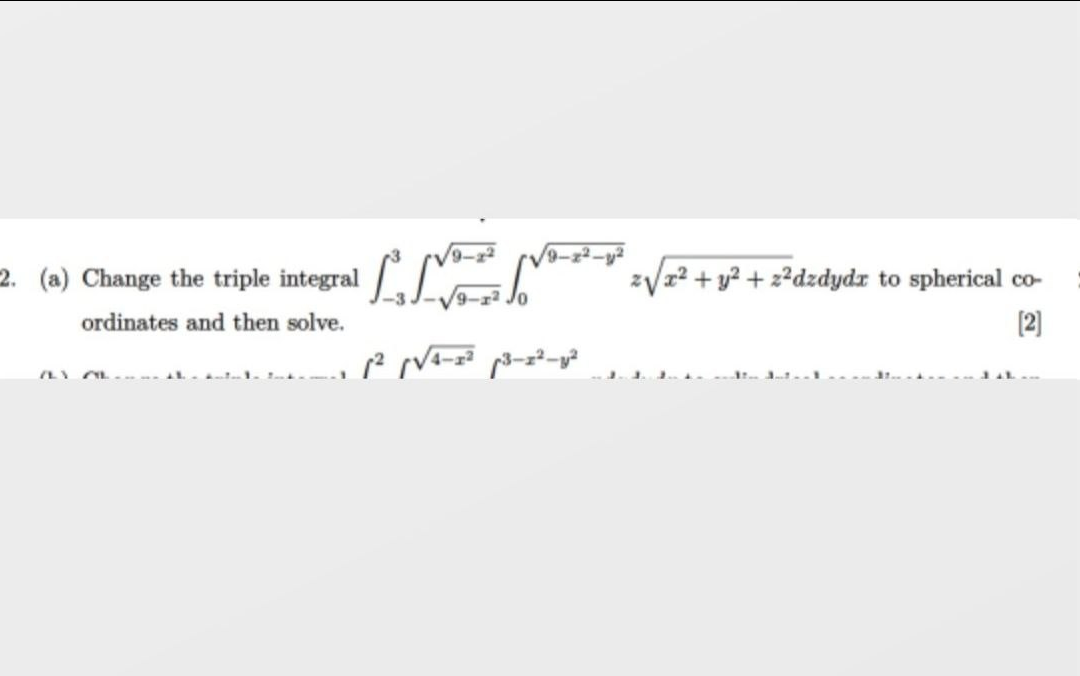Solved (a) Change the triple integral \\( \\int_{-3}^{3} | Chegg.com