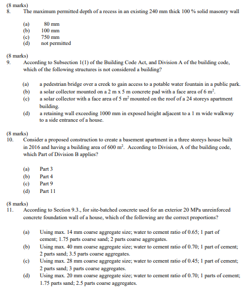 Solved (8 marks) 8. The maximum permitted depth of a recess | Chegg.com