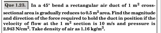 Solved Que 1.23. In a 45° bend a rectangular air duct of 1 | Chegg.com