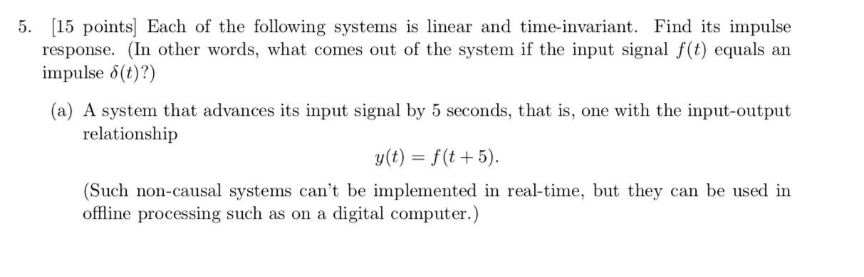 Solved 5. 15 points Each of the following systems is linear | Chegg.com