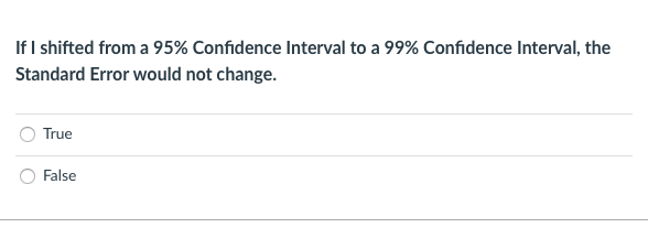 Solved If I shifted from a 95% Confidence Interval to a | Chegg.com