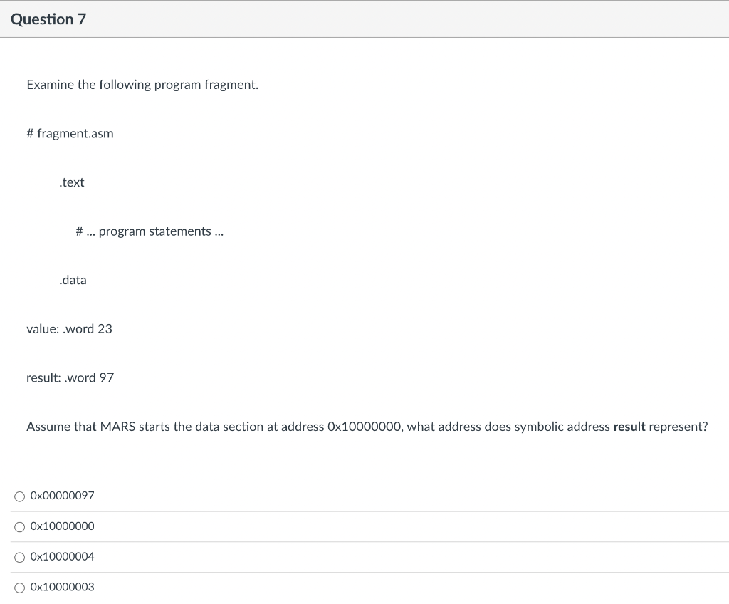 Solved Question 7 Examine the following program fragment. # | Chegg.com
