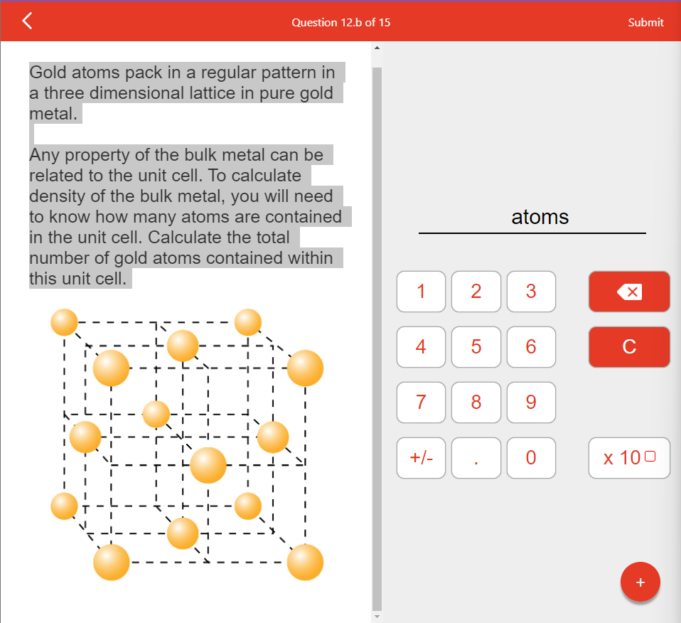 Solved Gold atoms pack in a regular pattern in a three | Chegg.com