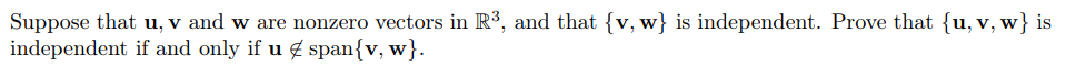 Solved Suppose that u,v and w are nonzero vectors in R3, and | Chegg.com