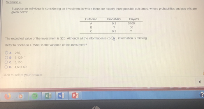 Solved Scenario 4 Suppose an individual is considering an | Chegg.com