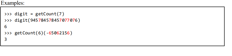 Solved getCount(x) (3 points) Takes in a positive integer | Chegg.com
