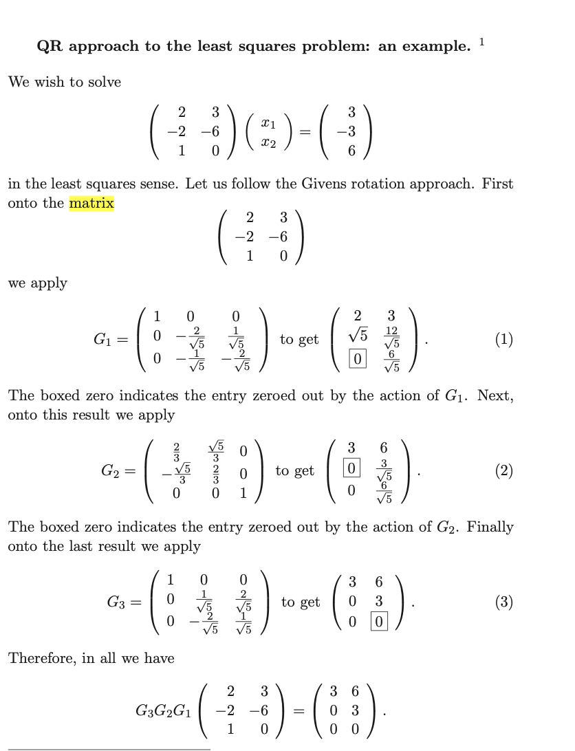 2. (20) Derive formulae for Givens' rotations of a | Chegg.com