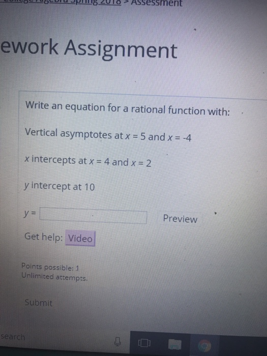 Solved ework Assignment Write an equation for a rational | Chegg.com