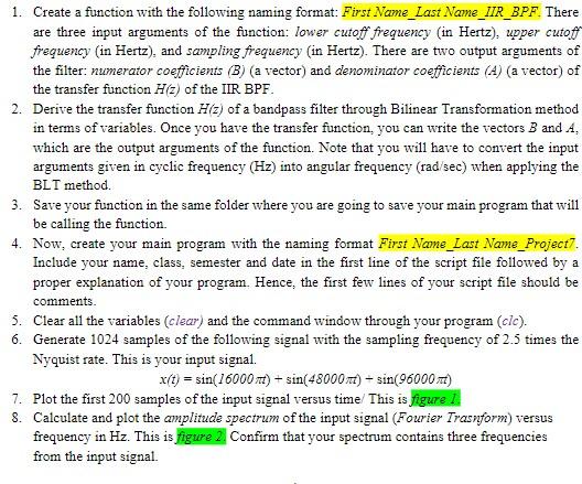 1. Create a function with the following naming | Chegg.com