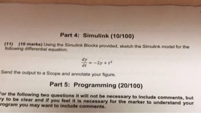 Using the Simulink Blocks provided, sketch the | Chegg.com