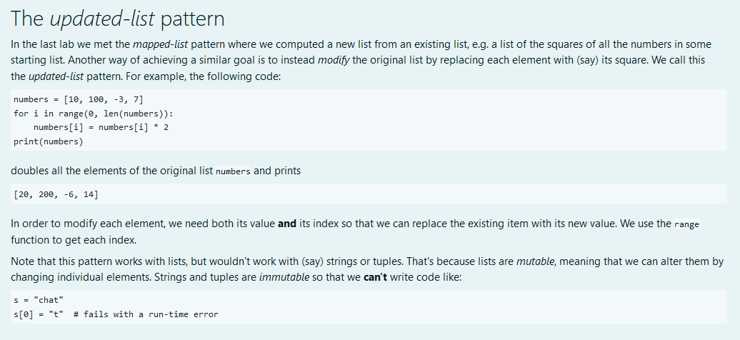 Solved The updated-list pattern In the last lab we met the | Chegg.com