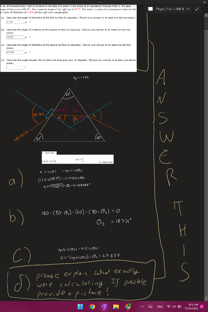 Solved fa ray of monechrameic ight is inedent on the foce of | Chegg.com