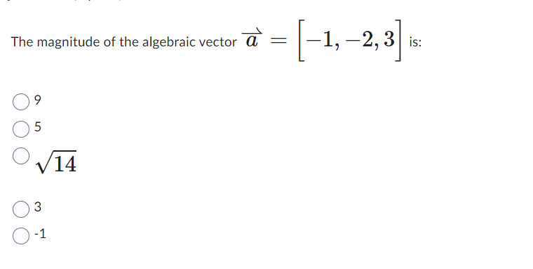 Solved The magnitude of the algebraic vector | Chegg.com