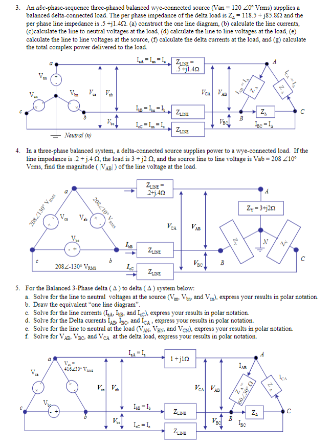 Solved 3. An abc-phase-sequence three-phased balanced | Chegg.com
