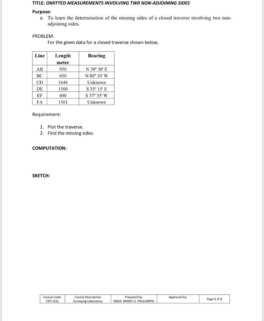 Solved TITLE: OMITTED MEASUREMENTS INVOLVING TWO | Chegg.com
